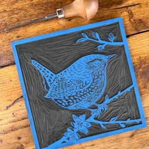 Original Handprinted Linocut Wren | Garden Bird | Bird Art | Fine Art ...