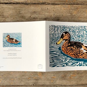 Linocut Duck Greetings Card Art Card - Etsy