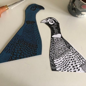 Original Handprinted Pheasant Linocut - Etsy