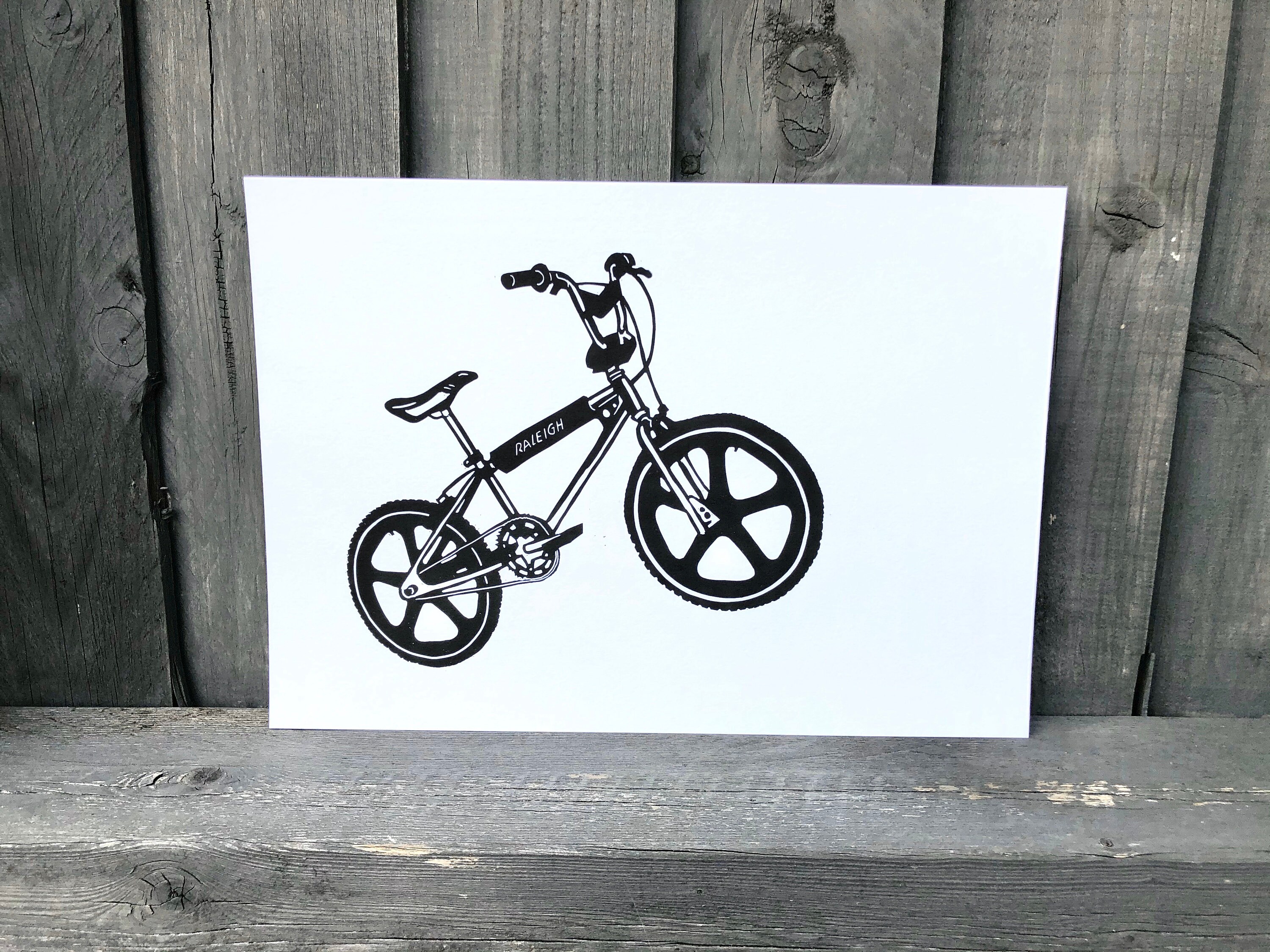 Original Handprinted Linocut Print Raleigh Burner Bike BMX - Etsy