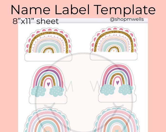 Digital Name Label Template, SVG, PNG, 8.5"x11" Sheet, Printable ...