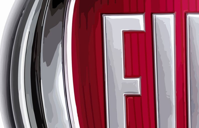 Fiat red round car logo emblem vector vectorized print ultra | Etsy