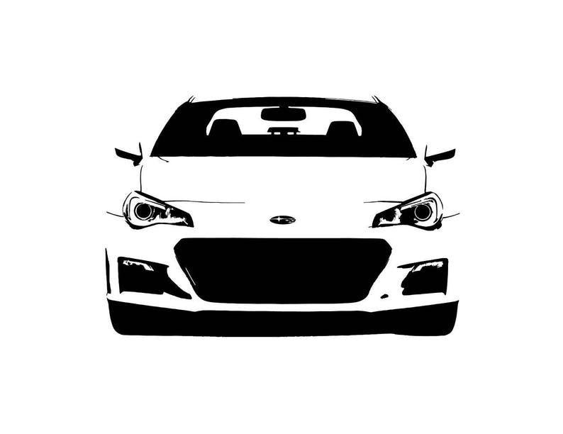 Subaru BRZ front view line drawing vector vectorized print | Etsy