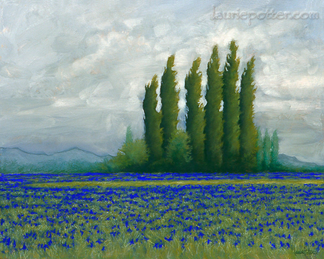 Landscape Painting Titled "over the Iris", Nature Art, Flower Fields ...