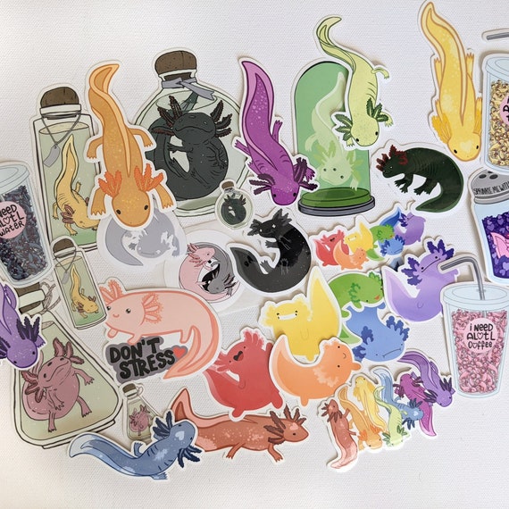 Axolotl Sticker Pack 30 Stickers Total | Etsy
