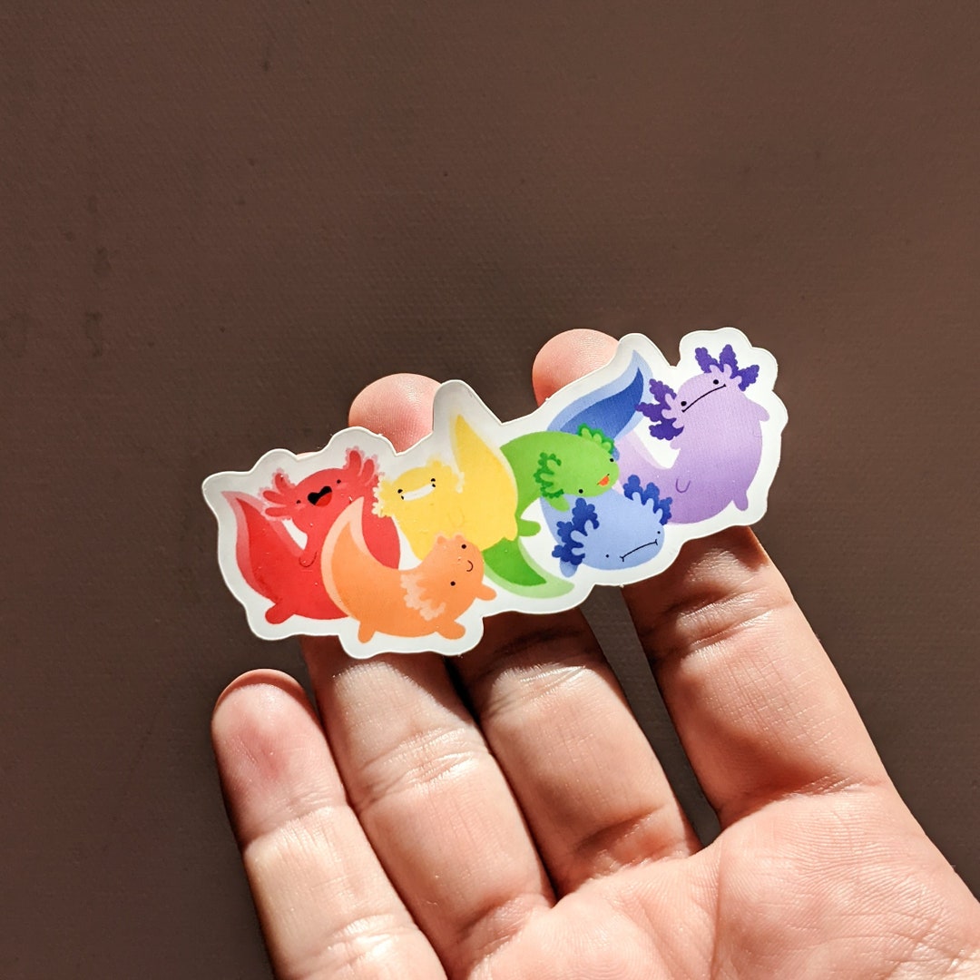 Rainbow Axolotl Sticker! - Etsy