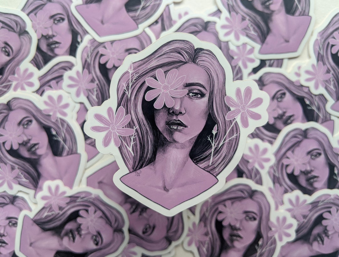 Pink Flower Girl Sticker - Etsy