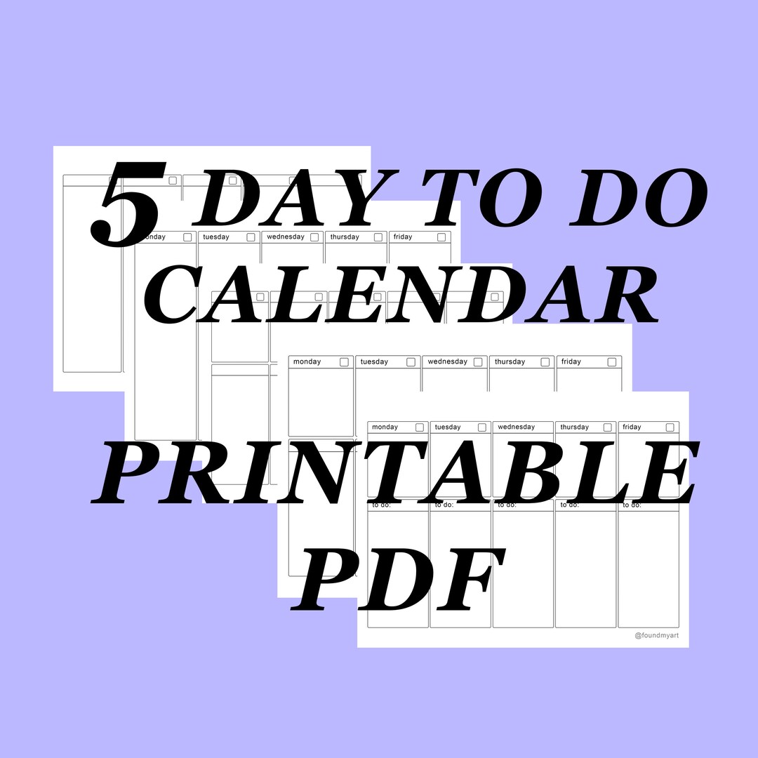 5 Day Work Week Printable Planner PDF (5 Files) - Etsy