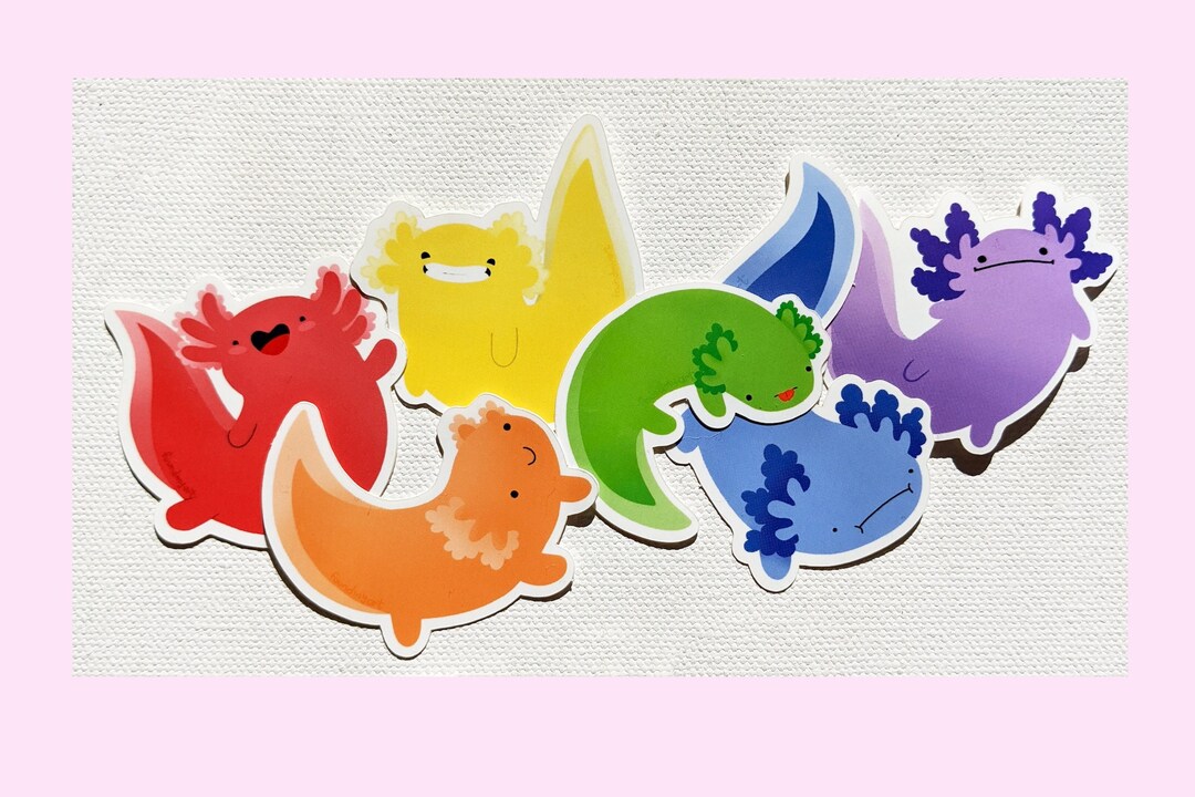 Individual Rainbow Axolotl Stickers! - Etsy