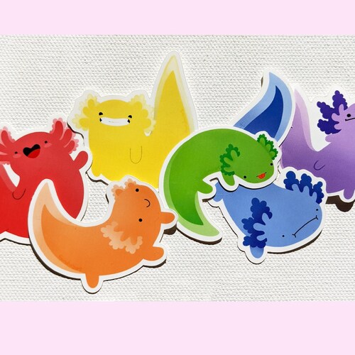 Axolotl Stickers Individual Rainbow Stickers - Etsy