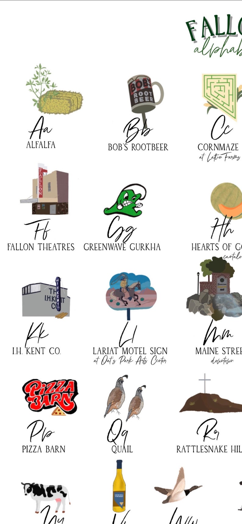 Fallon Nevada Alphabet Print - Fallonite - Fallon Nevada - Rural Nevada ...