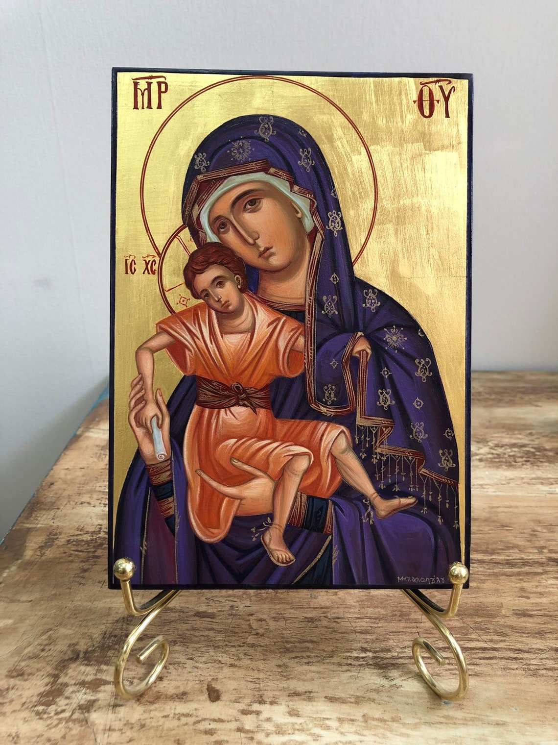 HAND PAINTED Byzantine Icon of Virgin Mary | Etsy