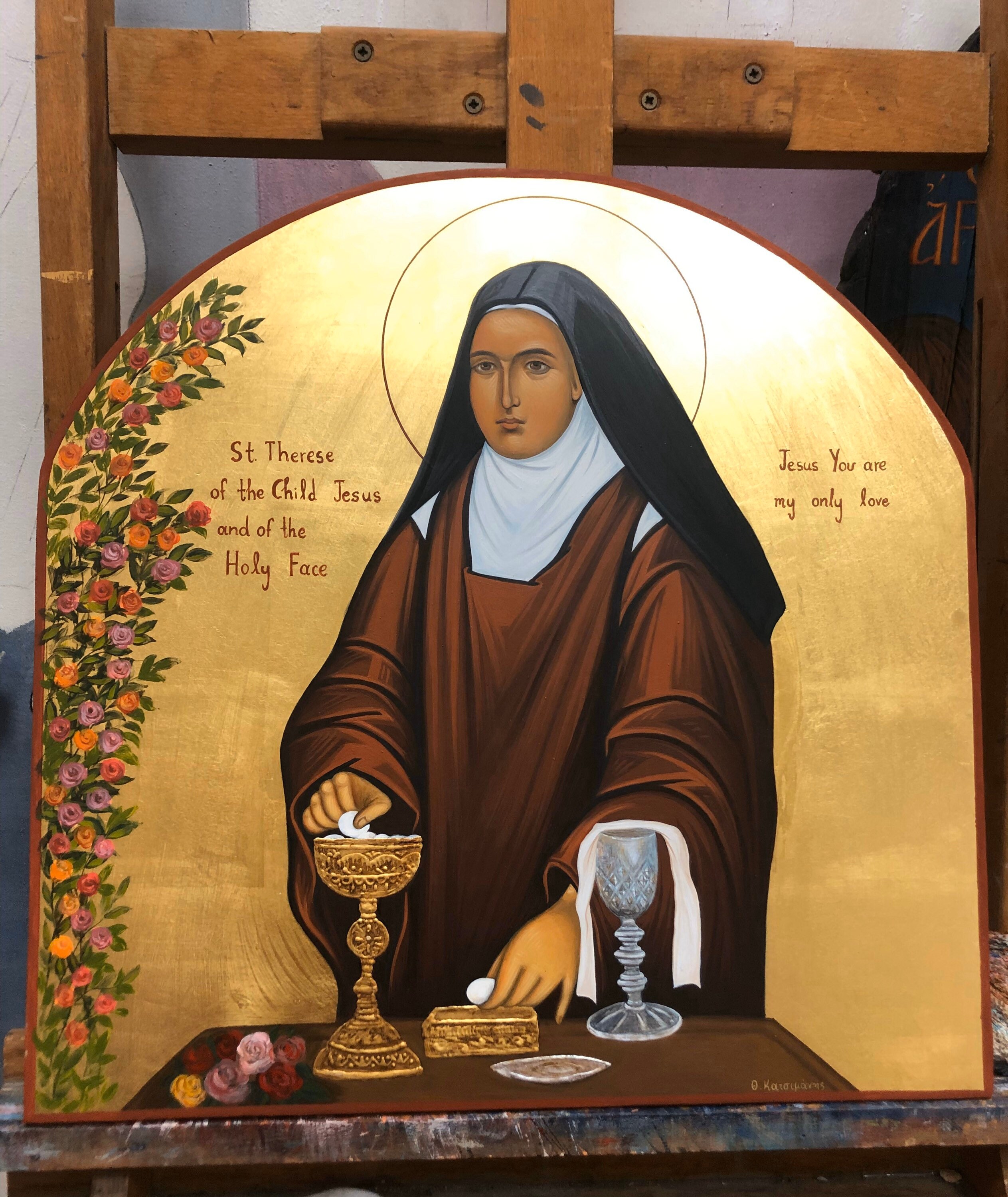 Handmade Byzantine Icon of Saint Therese on Wood With Gold - Etsy