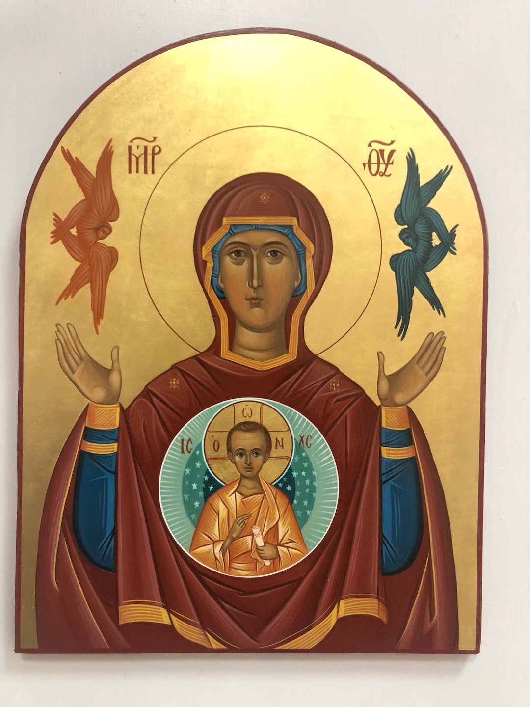 HAND PAINTED Byzantine Icon of Virgin Mary Theotokos - Etsy