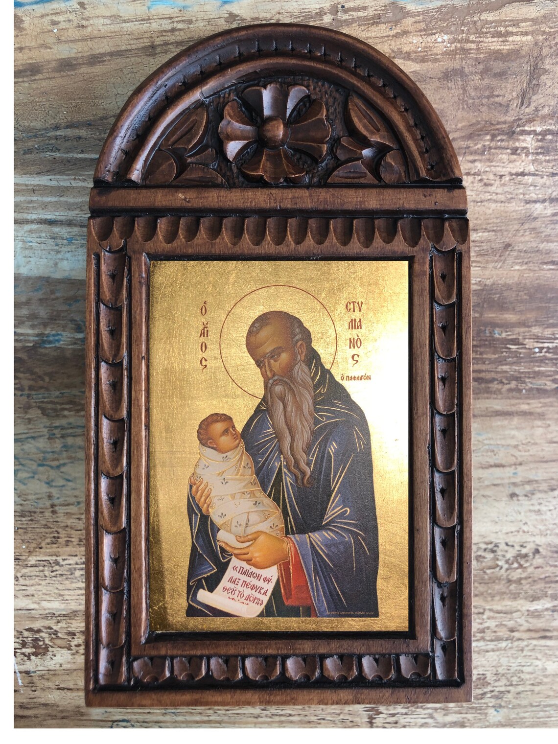 Handmade Byzantine Icon of Saint Stylianos on | Etsy