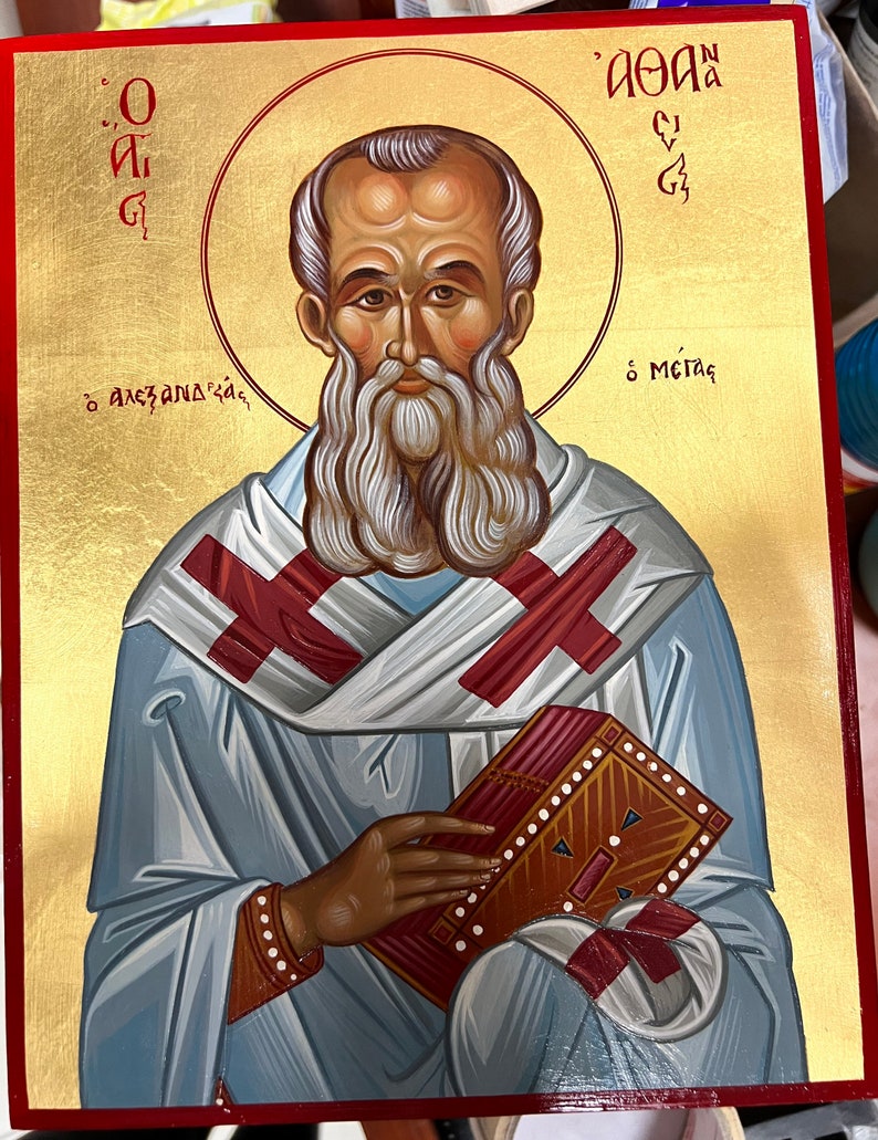 HAND PAINTED Byzantine Icon of Saint Athanasios the Great - Etsy