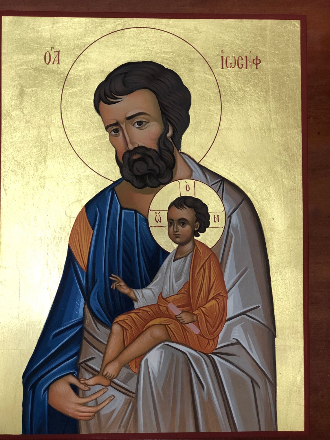 Hand Painted Byzantine Icon of Saint Joseph - Etsy