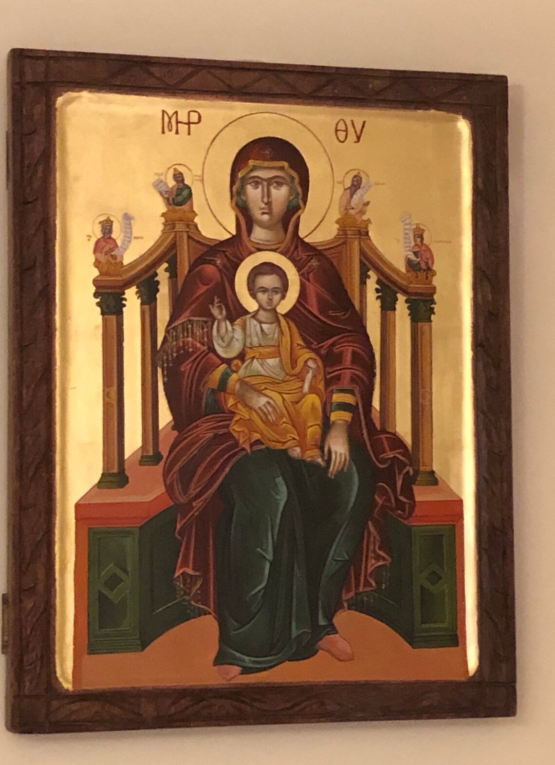 HAND PAINTED Byzantine Icon of Virgin Mary With Prophets - Etsy