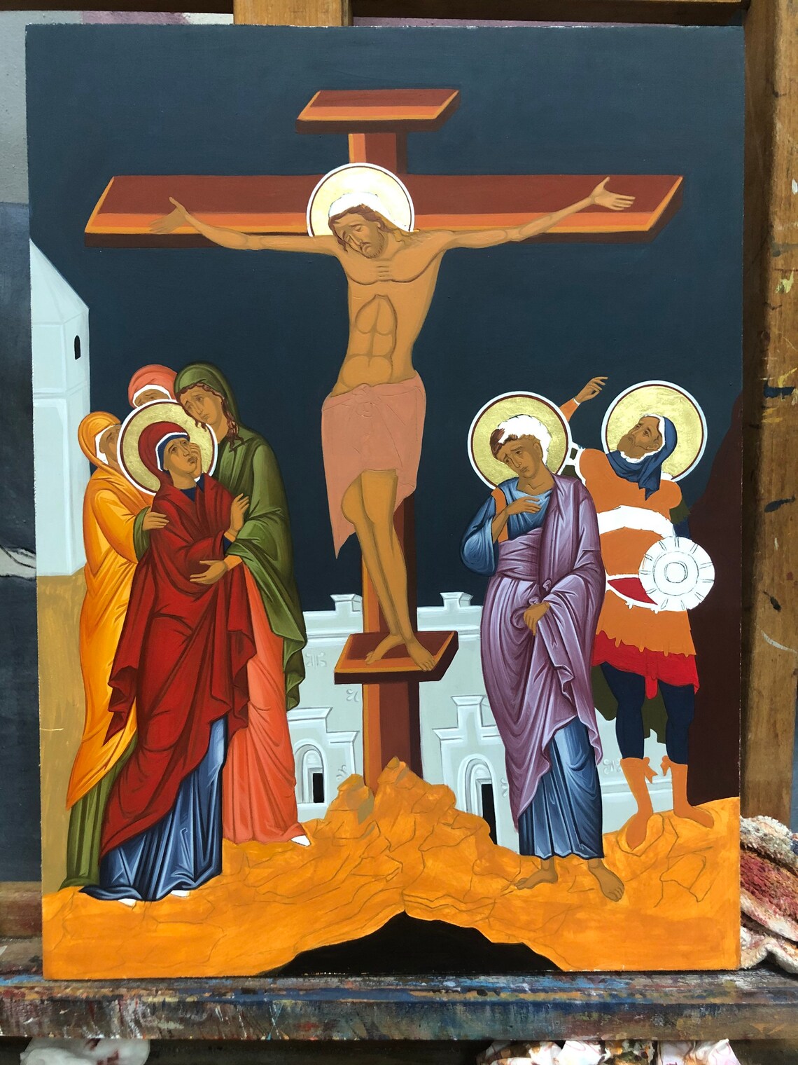 Hand Painted Byzantine Icon of Jesus Christ the Crucifixion | Etsy