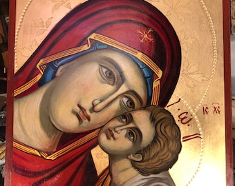 Virgin Mary Theotokos HAND PAINTED Byzantine Icon - Etsy