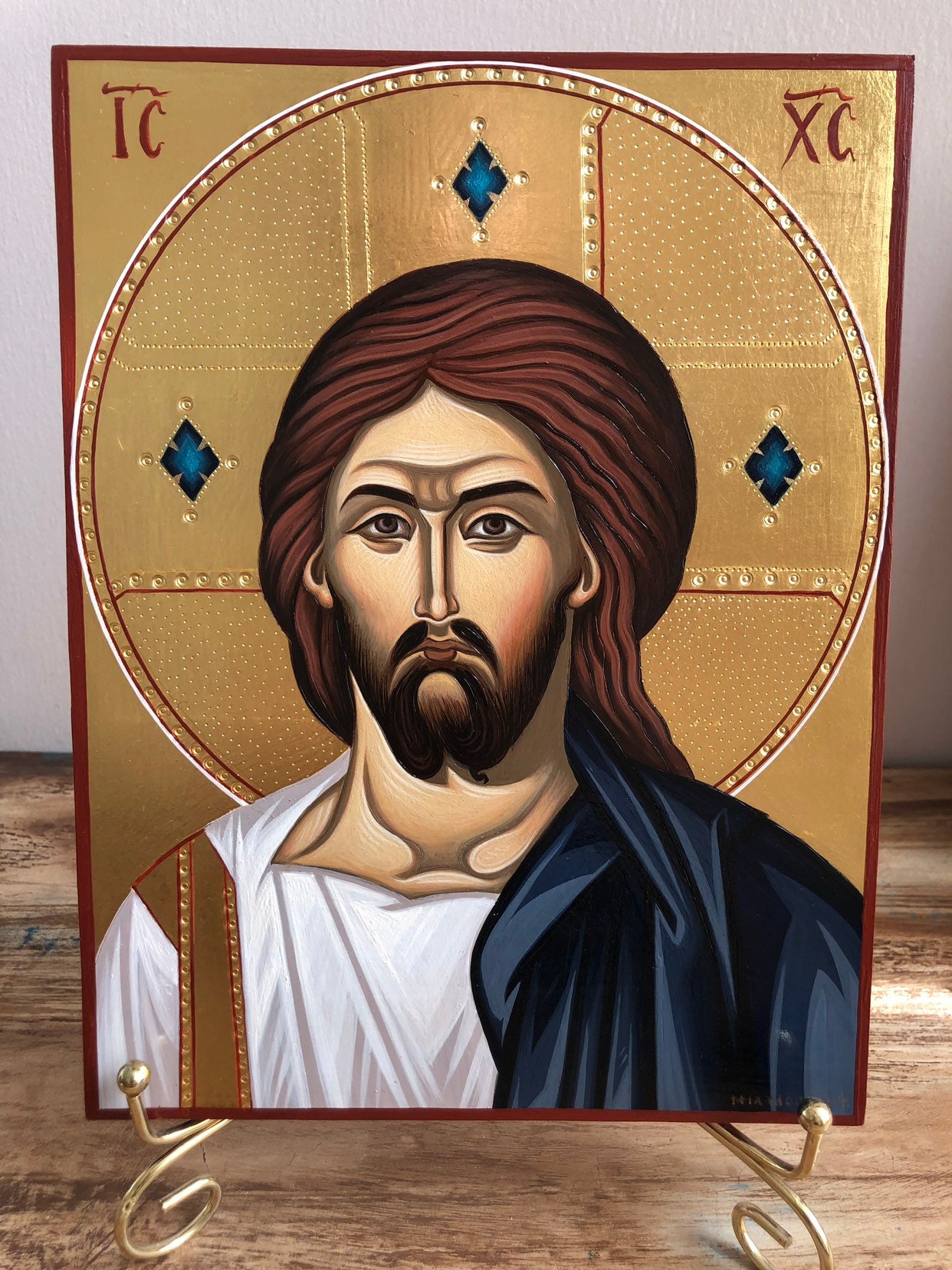Hand Painted Byzantine Icon of Jesus Christ 23k Gold Leaf - Etsy