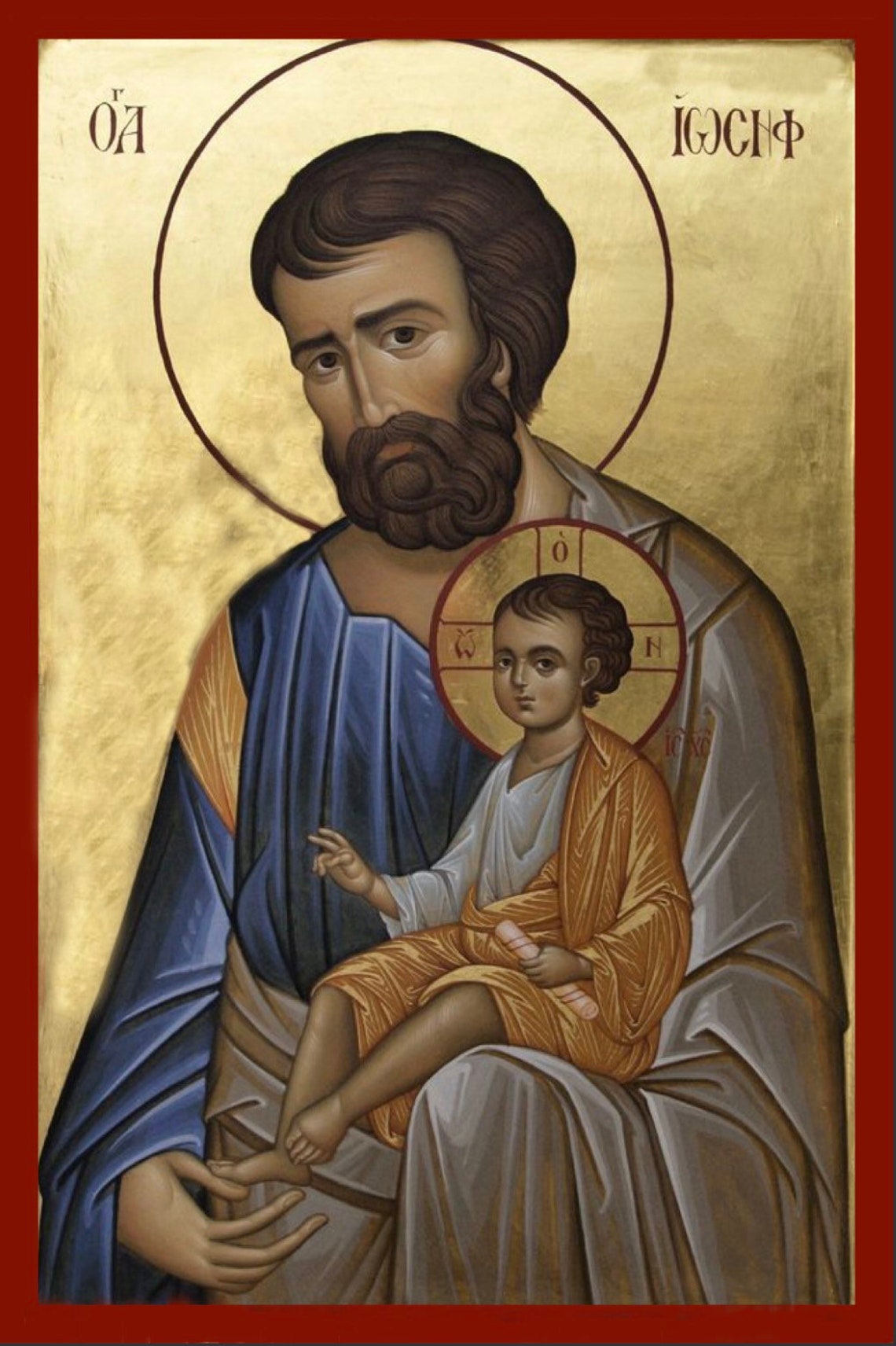 Hand Painted Byzantine Icon Of Saint Joseph | Etsy