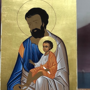 Hand Painted Byzantine Icon of Saint Joseph - Etsy
