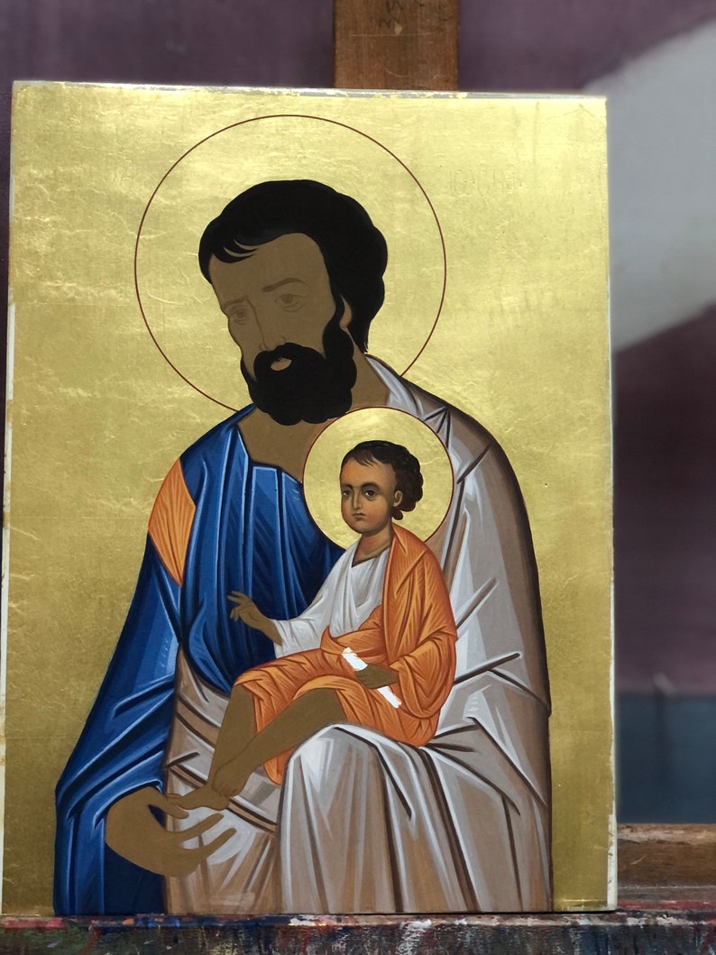 Hand Painted Byzantine Icon of Saint Joseph - Etsy