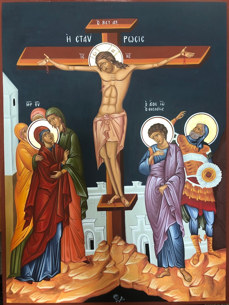 Hand Painted Byzantine Icon of Jesus Christ the Crucifixion - Etsy