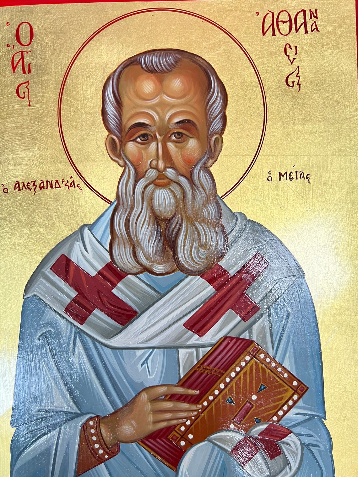 HAND PAINTED Byzantine Icon of Saint Athanasios the Great - Etsy
