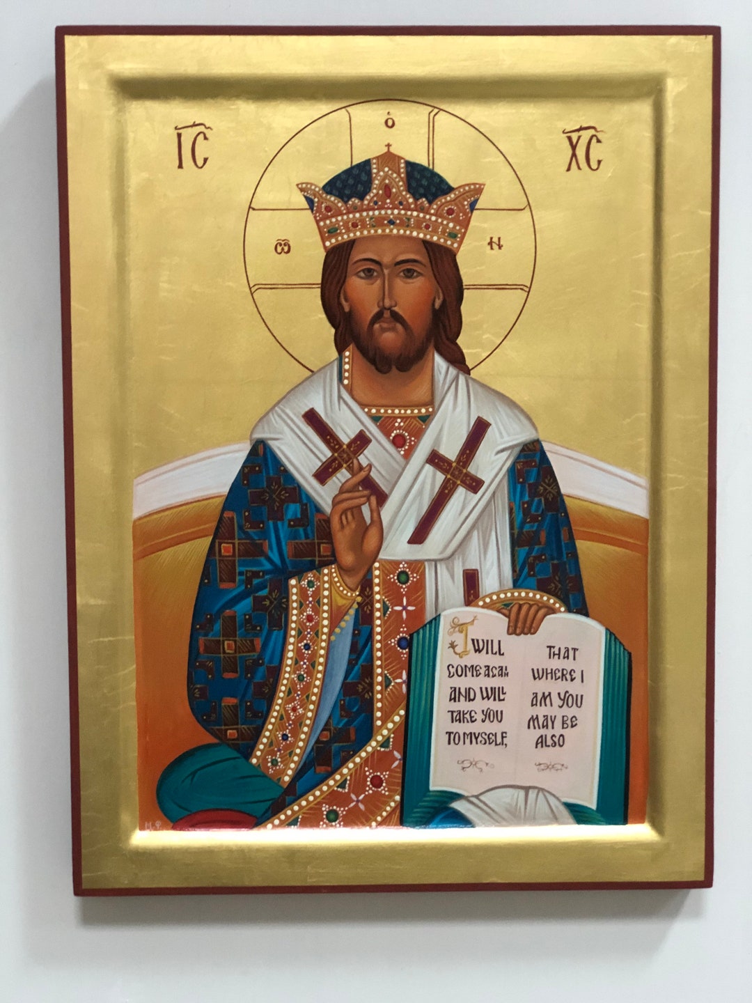 The Great Higher Priest Hand Painted Icon on Curved Wood With Gold Leaf ...