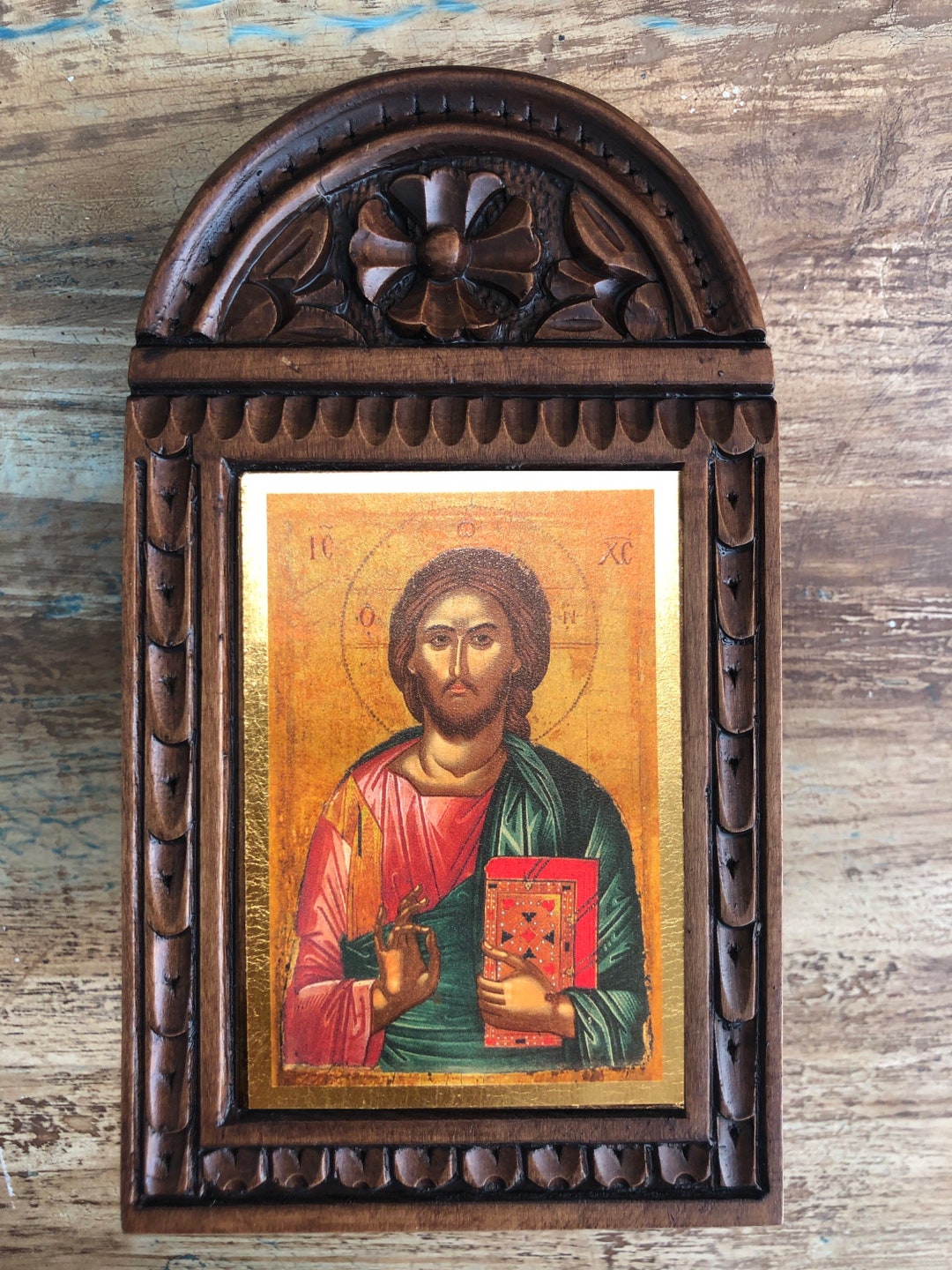 Handmade Byzantine Icon of " Jesus Christ the Pantokrator " on Curved ...