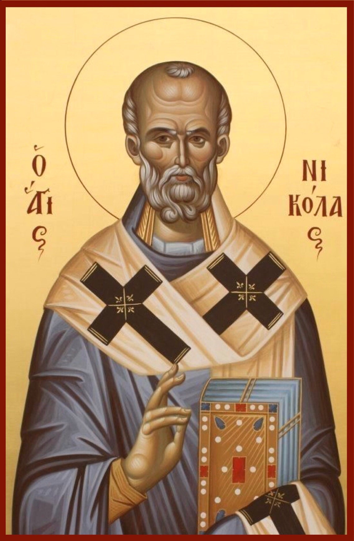 Saint Nikolaos Hand Painted Orthodox Christian Byzantine Icon - Etsy