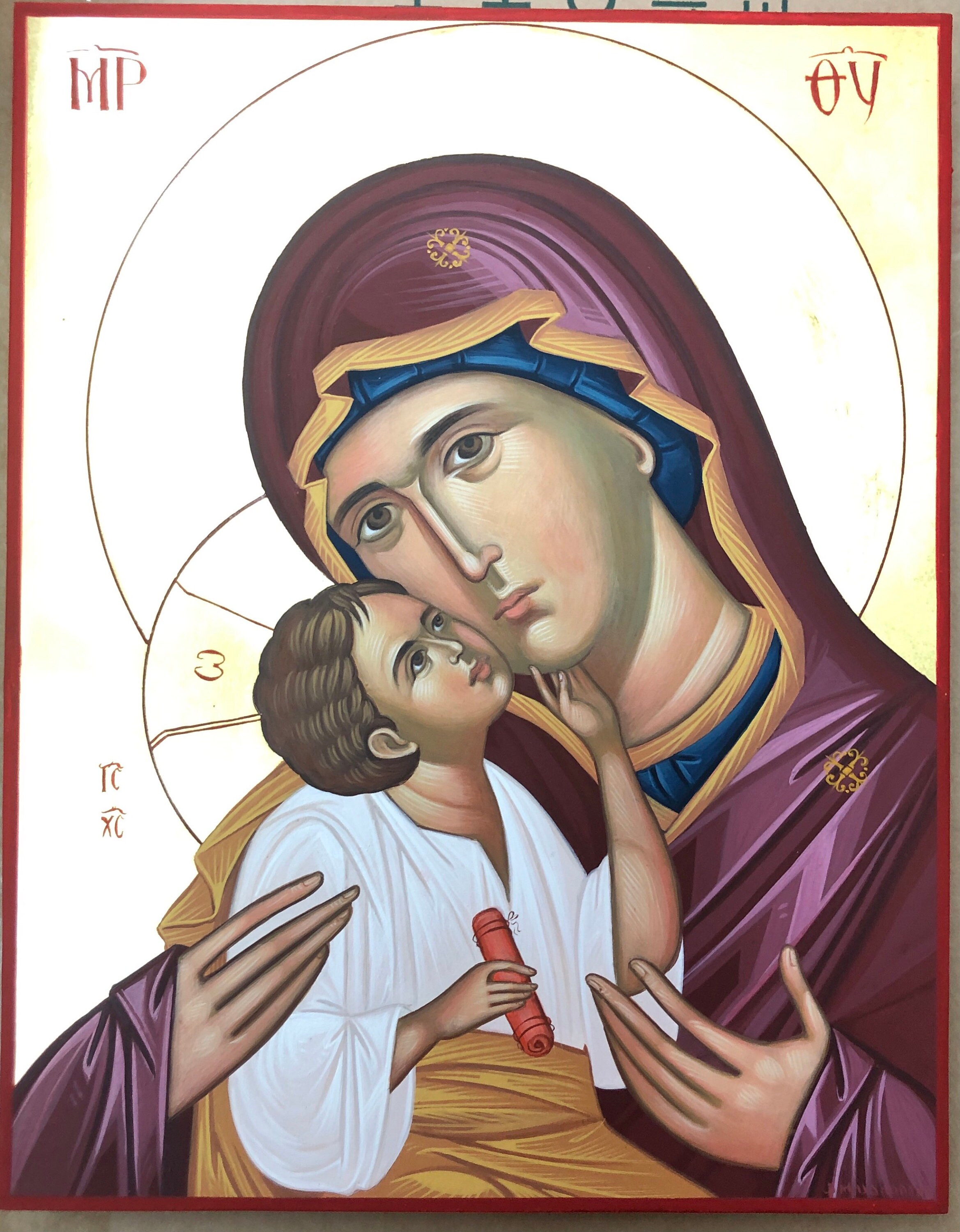 Handgemalte byzantinische Ikone der Jungfrau Maria - Etsy.de