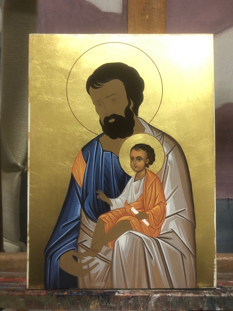 Hand Painted Byzantine Icon of Saint Joseph - Etsy