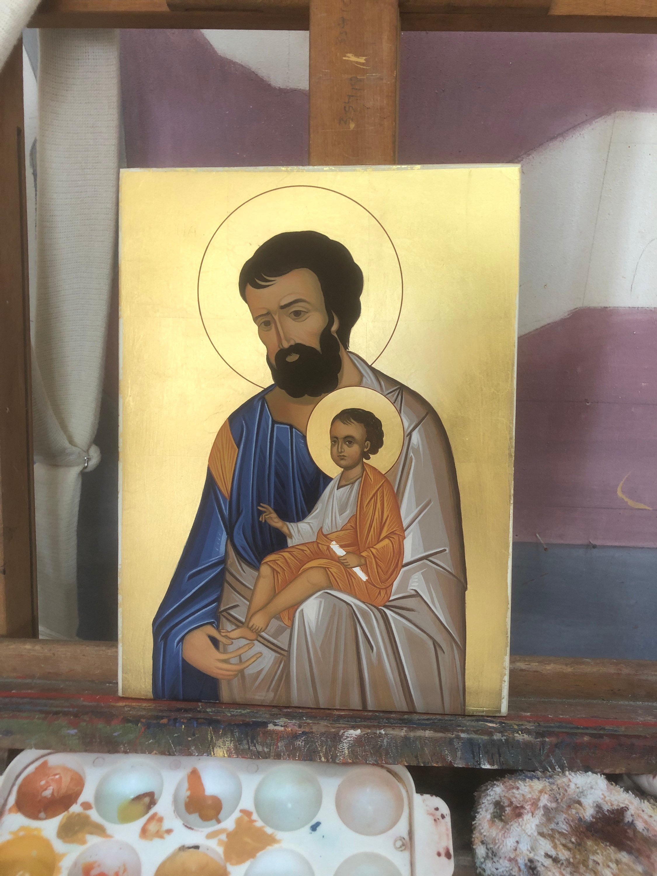 Hand Painted Byzantine Icon of Saint Joseph - Etsy