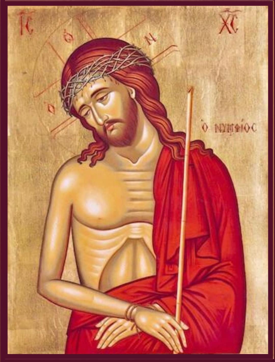 Jesus Christ the Bridegroom Hand Painted Byzantine Icon 23k Gold Leaf ...