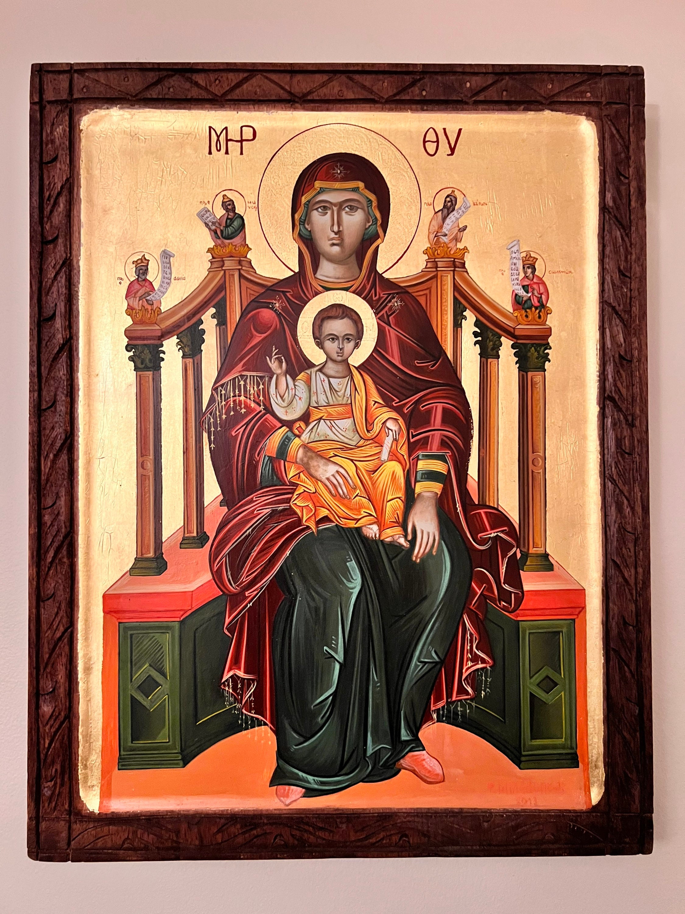 HAND PAINTED Byzantine Icon of Virgin Mary With Prophets - Etsy