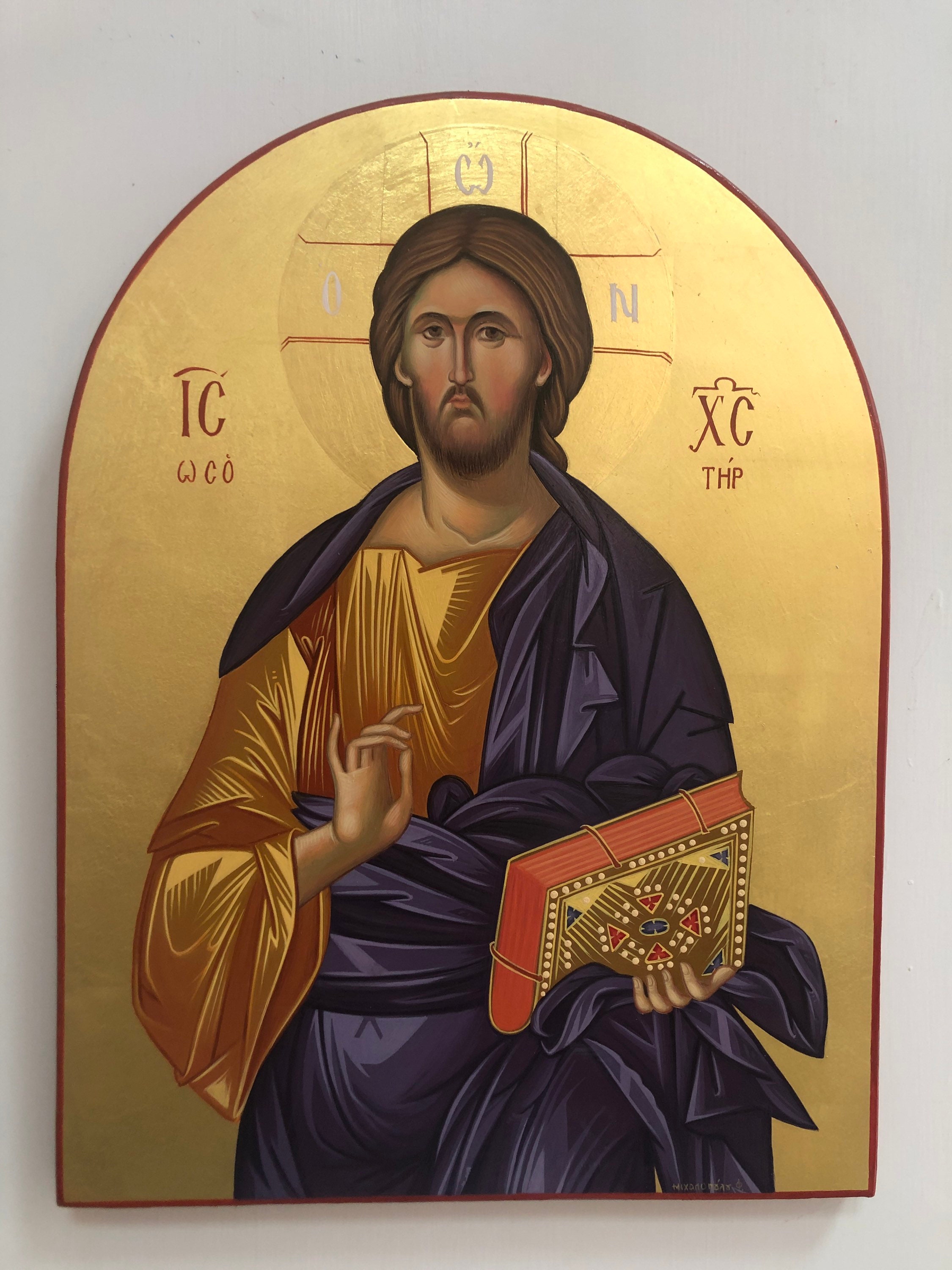 Pintado a mano icono bizantino de Jesucristo El Pantocrator | Etsy