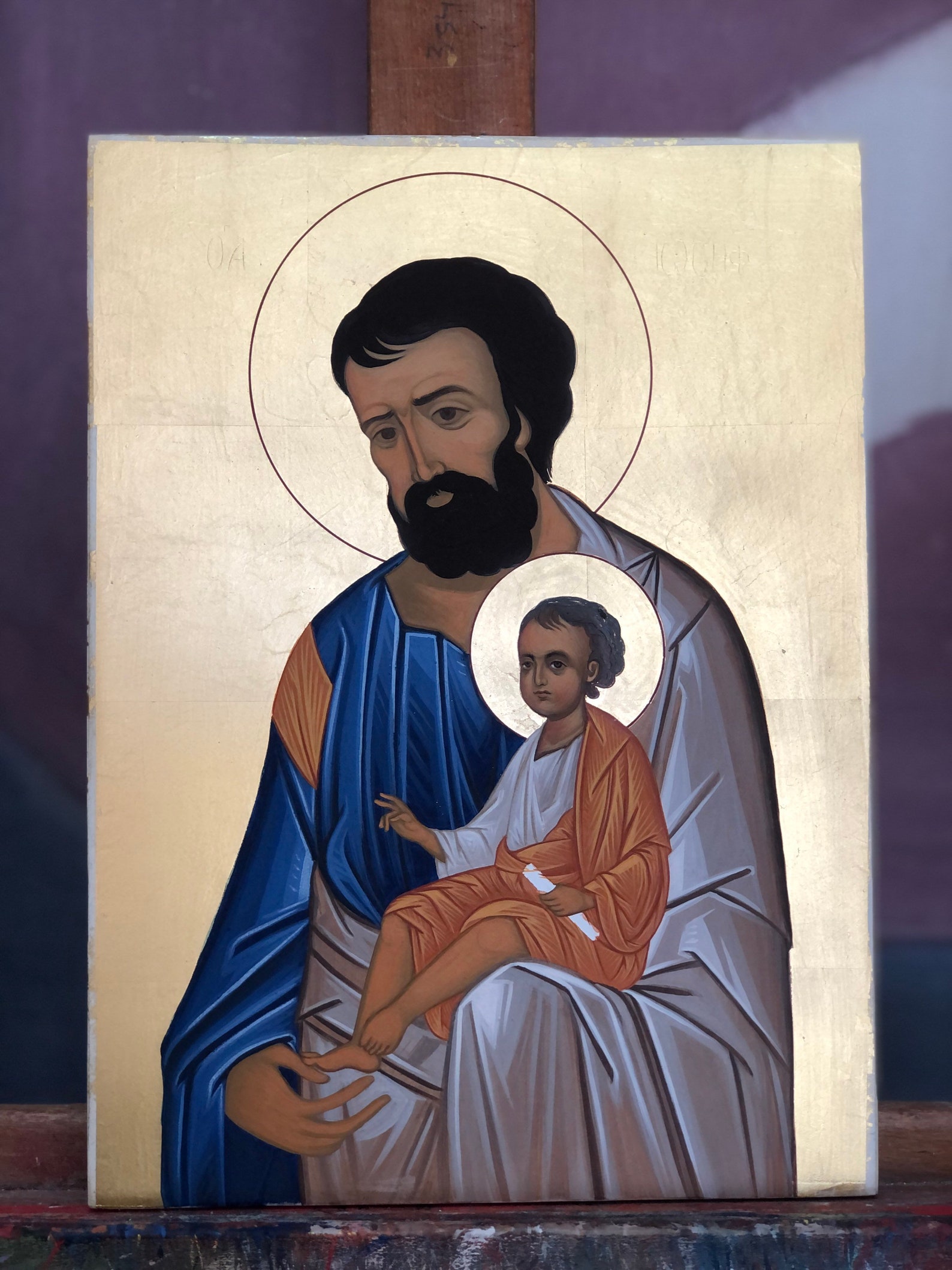 Hand Painted Byzantine Icon of Saint Joseph - Etsy