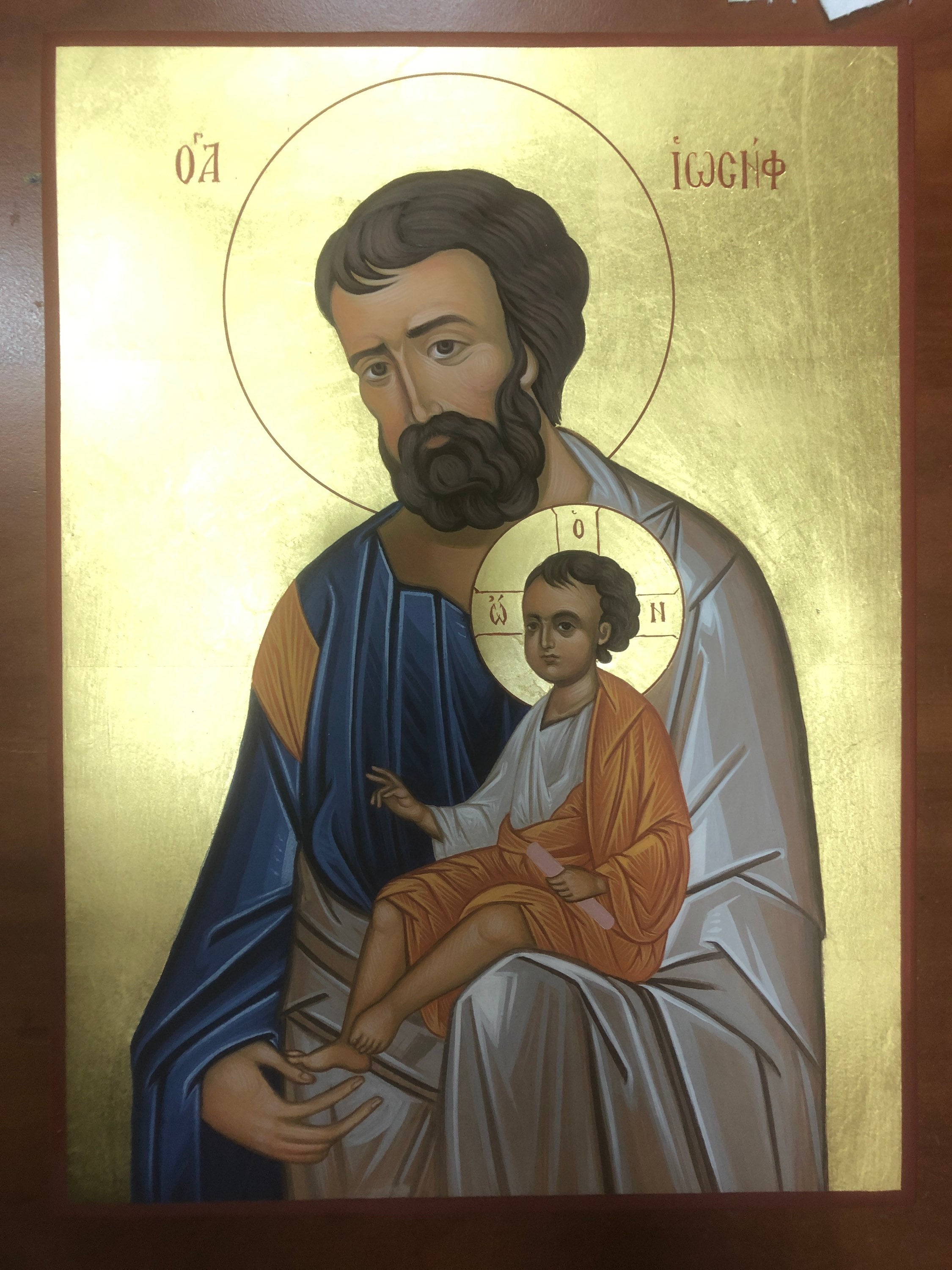 Hand Painted Byzantine Icon of Saint Joseph - Etsy