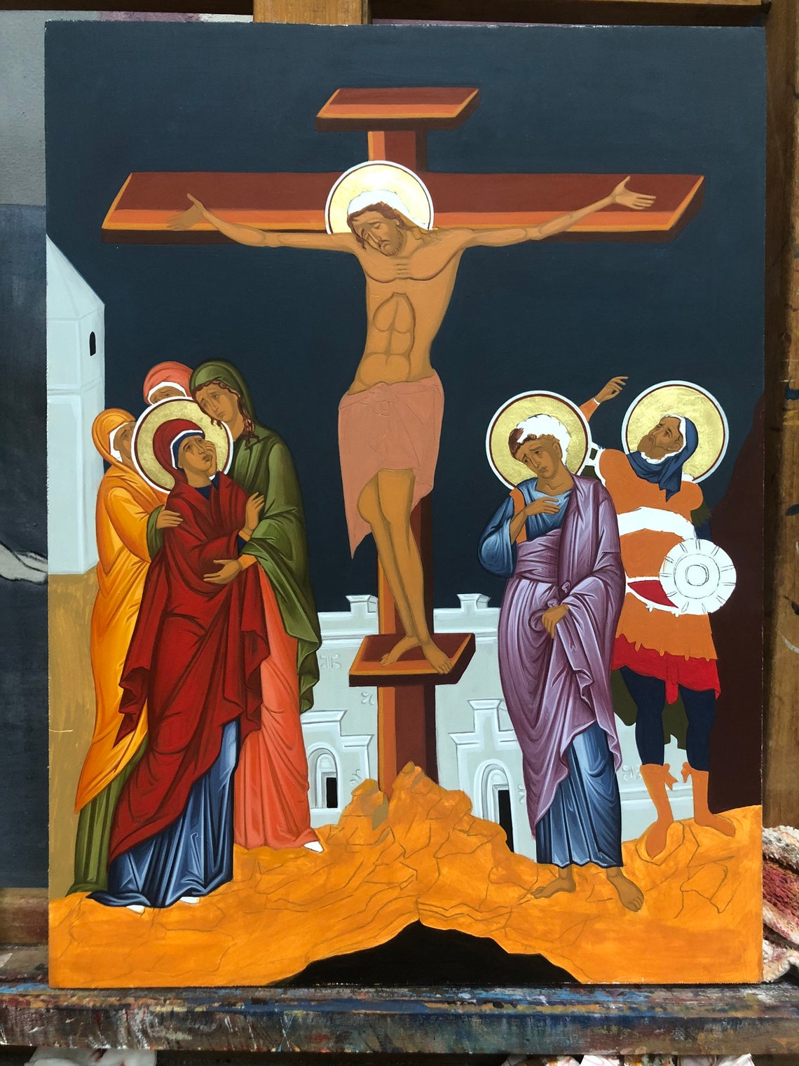 Hand Painted Byzantine Icon of Jesus Christ the Crucifixion - Etsy