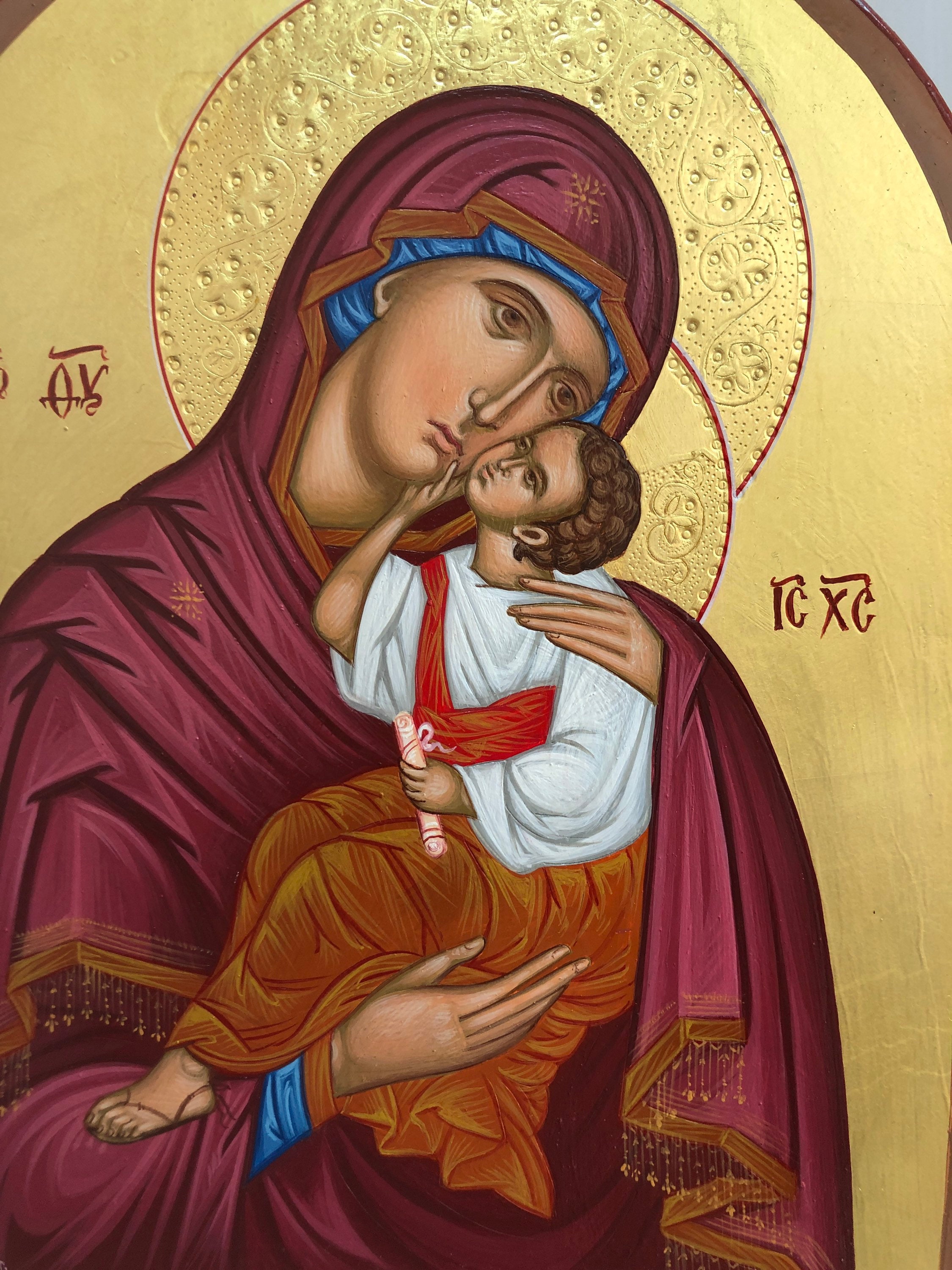 Handgemalte byzantinische Ikone der Jungfrau Maria - Etsy