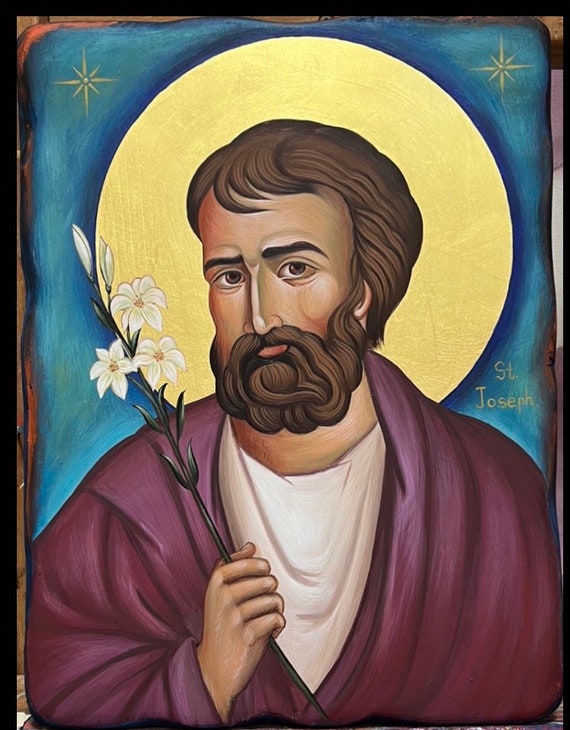 Saint Joseph Hand Painted Icon | Etsy