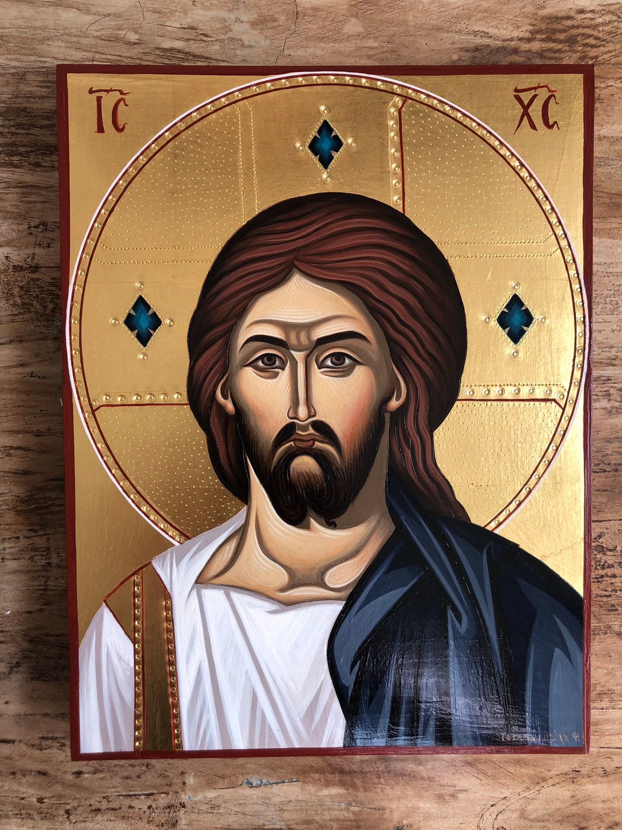 Hand Painted Byzantine Icon of Jesus Christ 23k Gold Leaf - Etsy