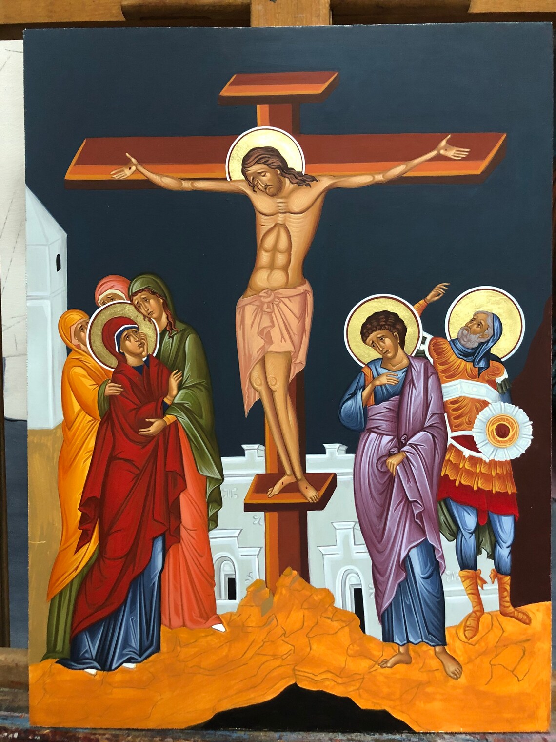 Hand Painted Byzantine Icon of Jesus Christ the Crucifixion - Etsy