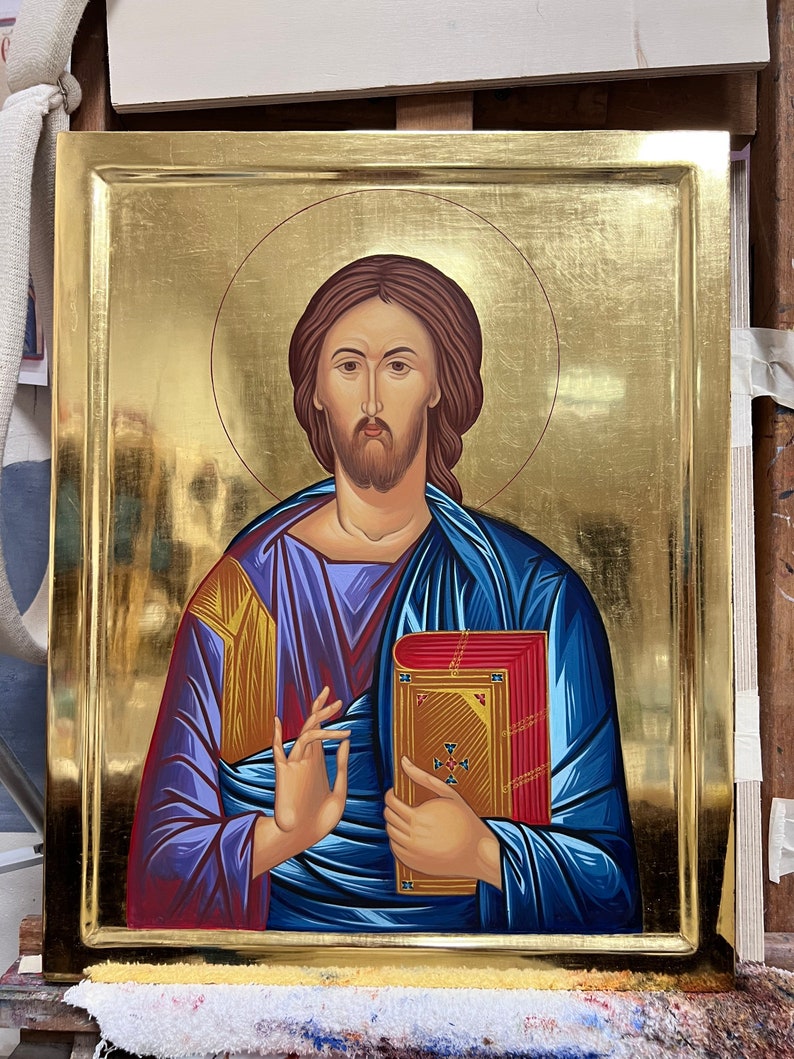 Hand Painted Byzantine Icon of Jesus Christ the Pantokrator - Etsy