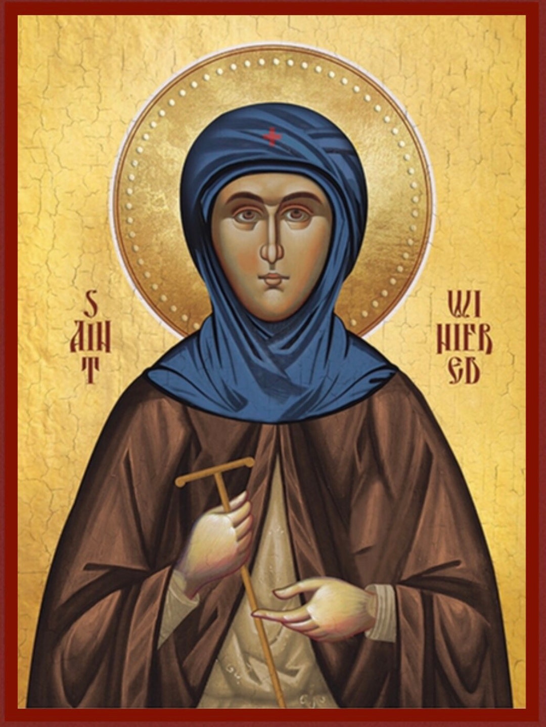 Saint Winifred Hand Painted Orthodox Christian Byzantine Icon 22k Gold ...