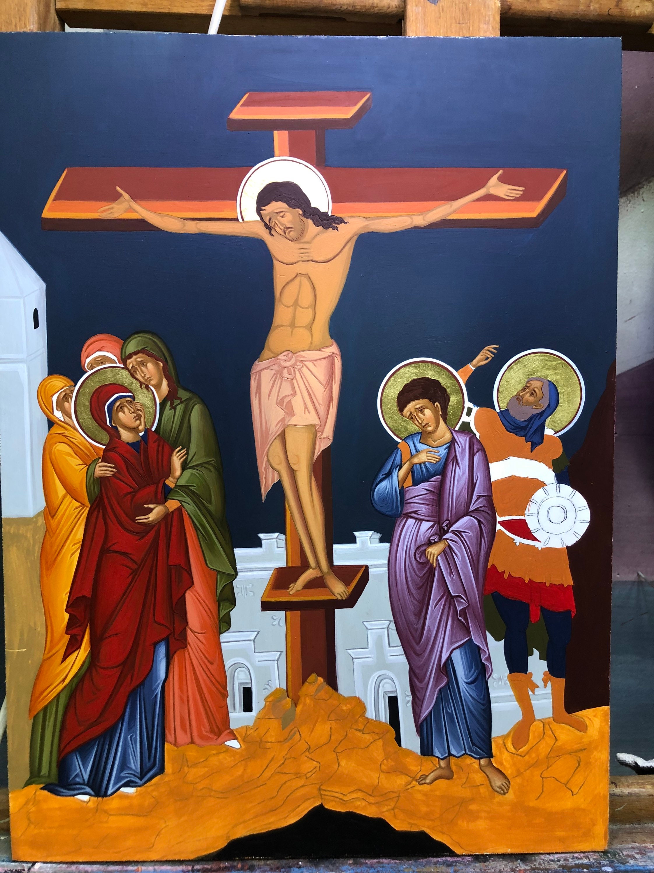 Hand Painted Byzantine Icon of Jesus Christ the Crucifixion - Etsy