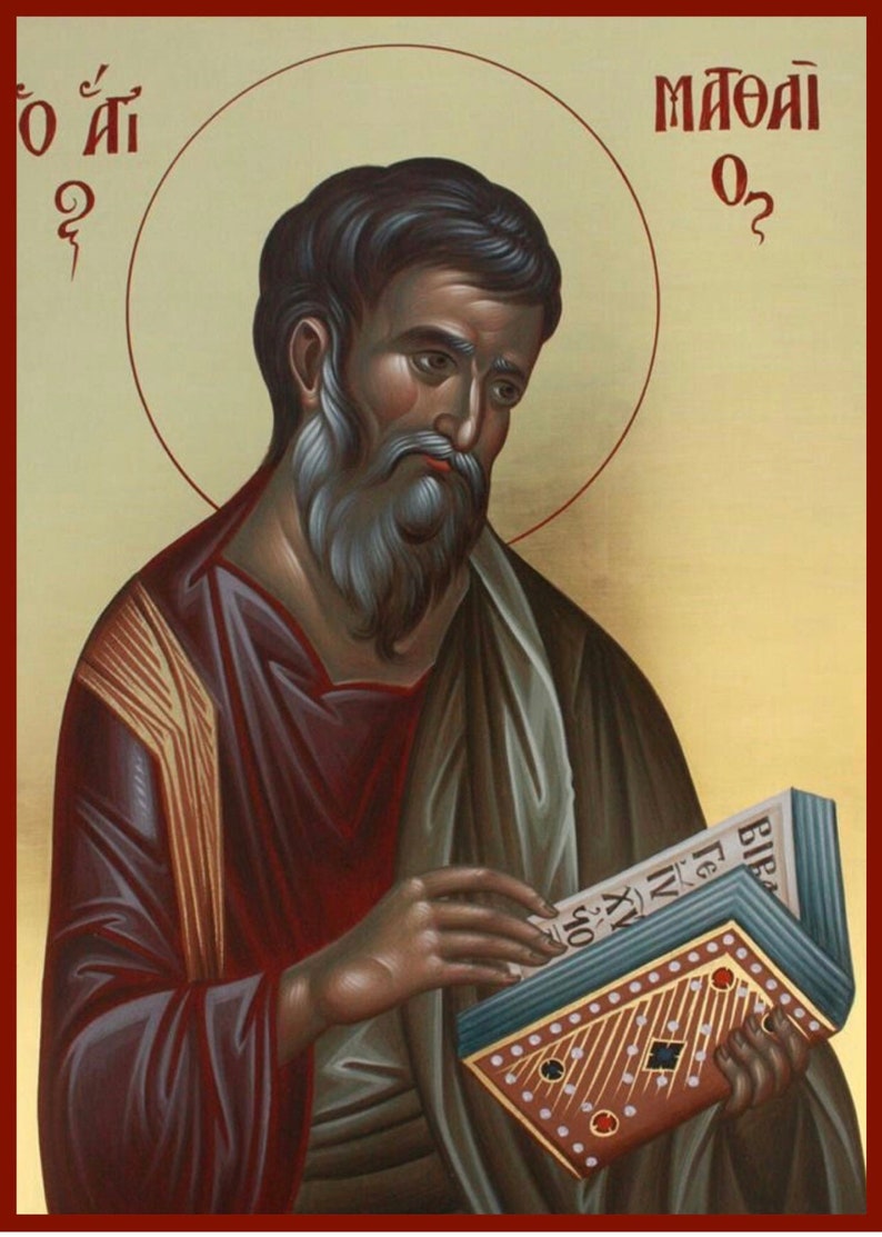 Saint Matthew Hand Painted Orthodox Christian Byzantine Icon 22k Gold ...